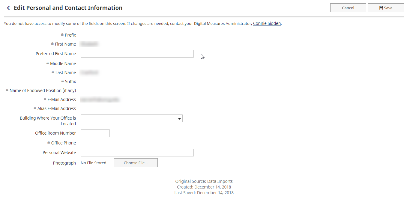 Personal and Contact Information - UNCG Provost